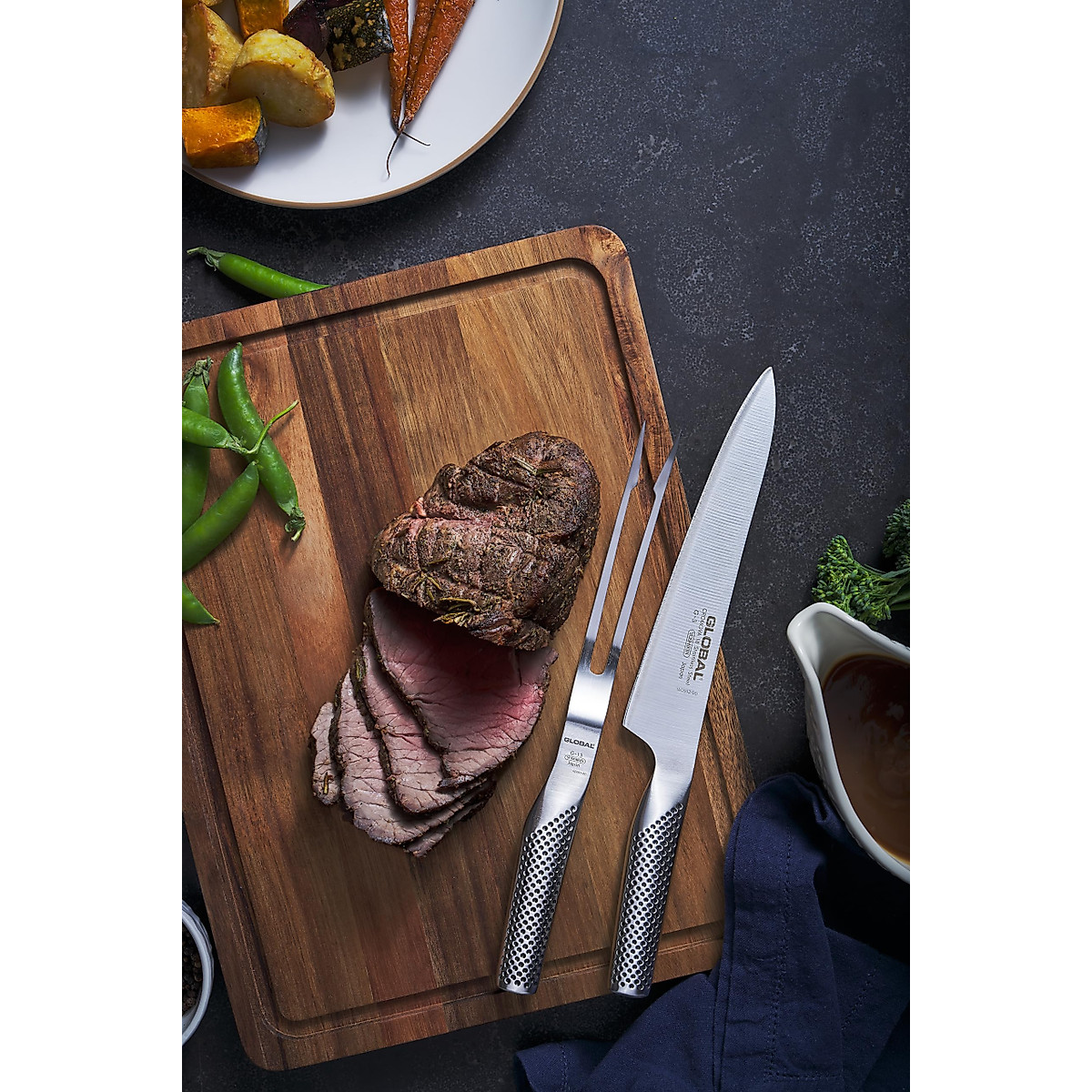 Global G-313, Classic 2pc Carving Set, Stainless Steel