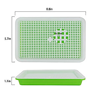 EBaokuup 10Pcs Seed Sprouter Tray with Drain Holes - BPA Free Seed Garden Plant Germination Propagation Trays, Soil-Free Wheatgrass Tray Sprouter Microgreens Growing Kit with Germinating Paper
