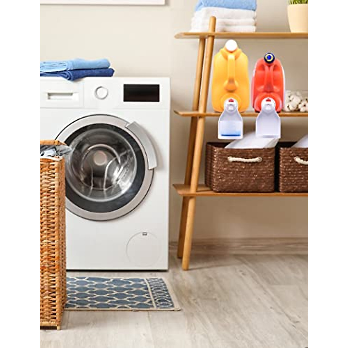 KTCEFE Plastic Drying Rack Detergent Cup Holder - Fabric Softener Liquid Tray Dispenser Organizer with Strong Grip, Keeps Laundry Room Tidy (1 Pack)