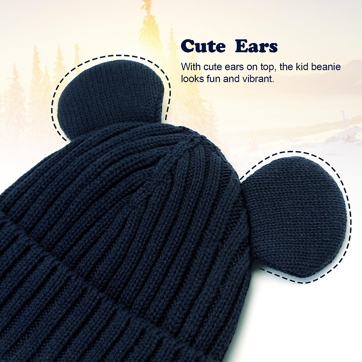 RUIKUNA Toddler Boy Winter Beanie Baby Knit Hat Warm Girl Beanies Newborn Cute Hats for Kids (3-8 Years, Navy)