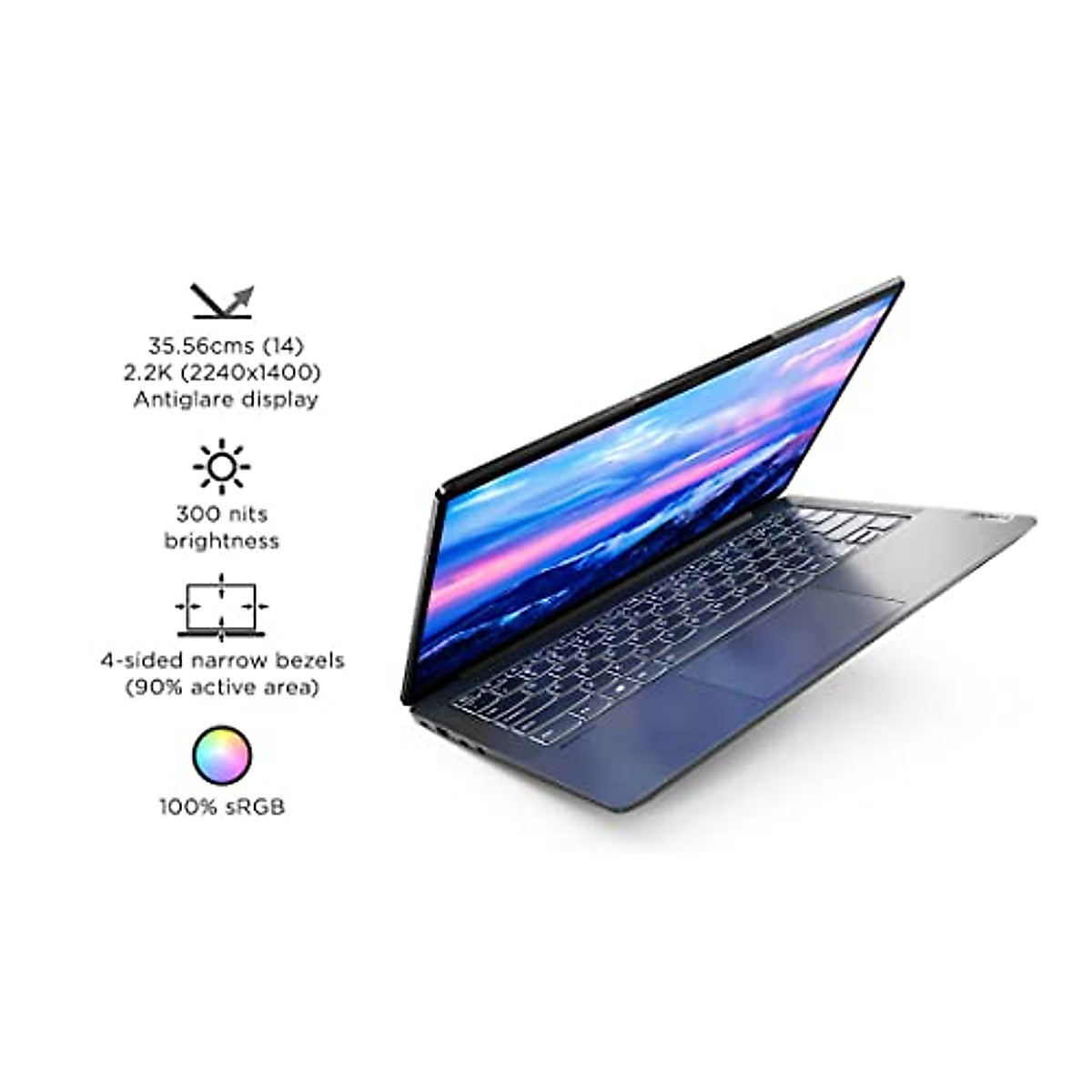 2022 Lenovo IdeaPad 5 Pro Laptop, 14" 2K (2240 x 1400) IPS 100% sRGB 16:10 Touch Display, AMD Ryzen 5 5600U,16GB RAM, 512GB PCIe SSD, Two Type-C Port, Webcam, Backlit KB, Win 11
