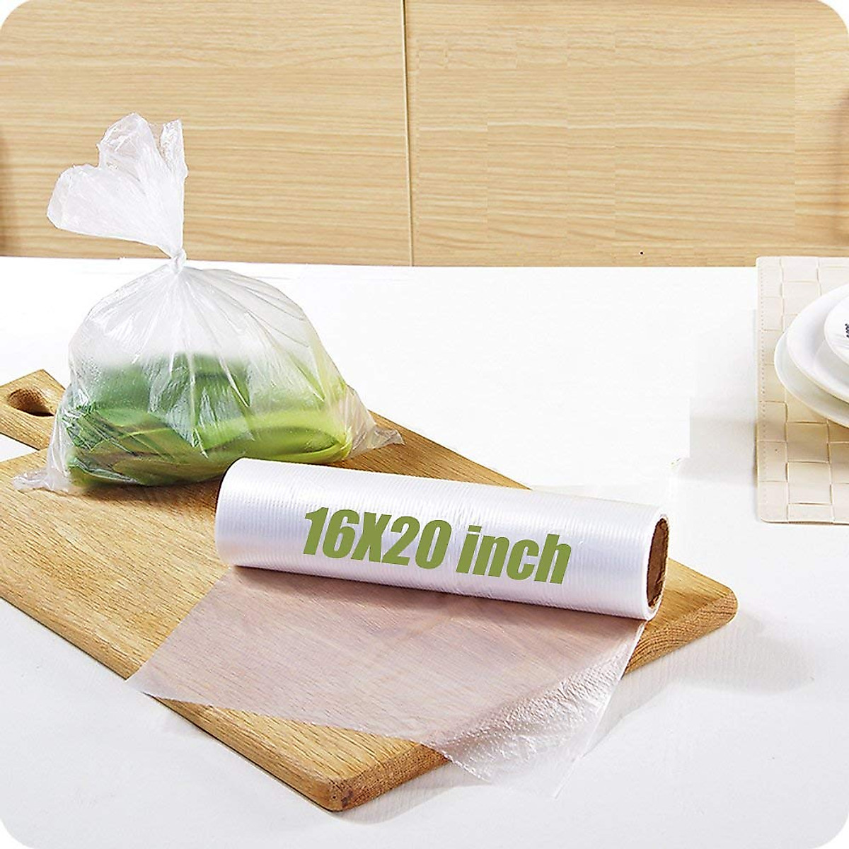 Plastic Produce Bag Roll 16 X 20 inch , Vegetable Food Bread and Grocery Clear Bag, 350 Bags/Roll (1)