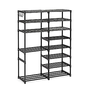 barsone 8 Tiers Shoe Rack, Durable Metal Boots Shoe Rack Organizer, 26-30 Pairs Shoe Rack for Closet, Free Standing Shoe Rack for Entryway Hallway Living Room