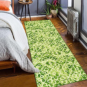 Moroccan Runner Rug,2'X 6' Distressed Washable Area Rug Green Non-Slip Kitchen Mat Faux Wool Low-Pile Floor Carpet for Kitchen Laundry Bedroom Bathroom Living Room