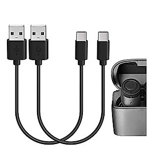 GEEKRIA USB Headphones Short Charger Cable Compatible with Audio-Technica ATH-M50xBT2, JBL Tune 225TWS 220TWS Charger, USB to USB-C Replacement Power Charging Cord (1 ft / 30 cm 2 Pack)