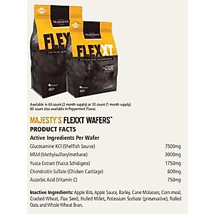 Majesty's Flex XT Wafers - Superior Horse / Equine Joint Support With Increased Supplement Levels - Glucosamine, MSM, Yucca, Vitamin C - 30 Count (1 Month Supply)