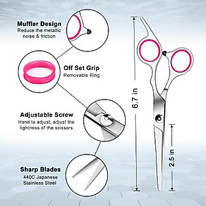 Sirabe 9 Pcs Hair Cutting Scissors Set Hairdressing Scissors Kit, Thinning Haircut Scissors, Professional Barber Salon Home Shears Kit for Men Women