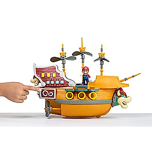 Super Mario Deluxe Bowser's Air Ship Playset with Mario Action Figure – Authentic in-Game Sounds & Spinning Propellers