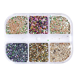 Cordless Nail Set for Nails 6 Grid/Set Nail Glitter Powder Glitter Nail Glitter Sugar Powder Irregular Particle Nail Styling Powder Set Nail Decoration Nail Trainer