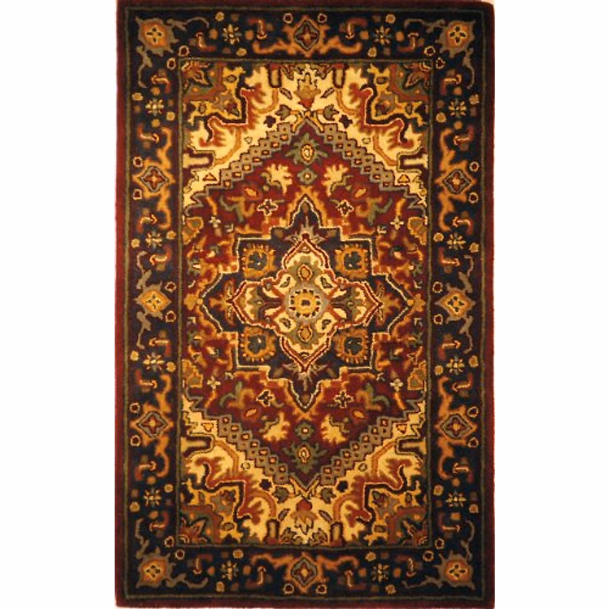 SAFAVIEH Heritage Collection 3' x 5' Red HG625A Handmade Traditional Oriental Premium Wool Area Rug