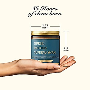Nurse Mother Superwoman - Handmade Lavender Soy Candle (9oz) - Nurse Candle Gift for Women, Nurse Preceptor, RN, Christmas Gifts for Female Nurse Practitioner, Nicu Nurse, Nursing School Graduation