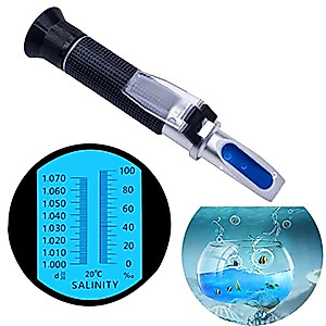 Hallocool Salinity Refractometer for Aquarium Seawater Marine Fishkeeping Saltwater Refractometer Dual Scale Specific Gravity Salinity Tester 0-100‰ & 1.000-1.070 Salinity Hydrometer with ATC