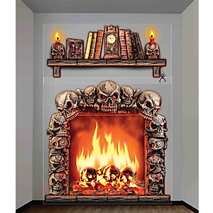 Gothic 4x5 FIREPLACE SKULLS WALL DECORATION Halloween Haunted House Scene Setter