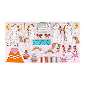 Kaufman Magical Rainbow Unicorns Dolls 24in Panel Rainbow Quilt Fabric