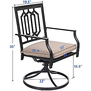 MFSTUDIO Outdoor Swivel Chairs Set of 2, Iron Metal Patio Dining Chairs with Cushion,Furniture Sets for Garden Backyard Rocker Chairs…