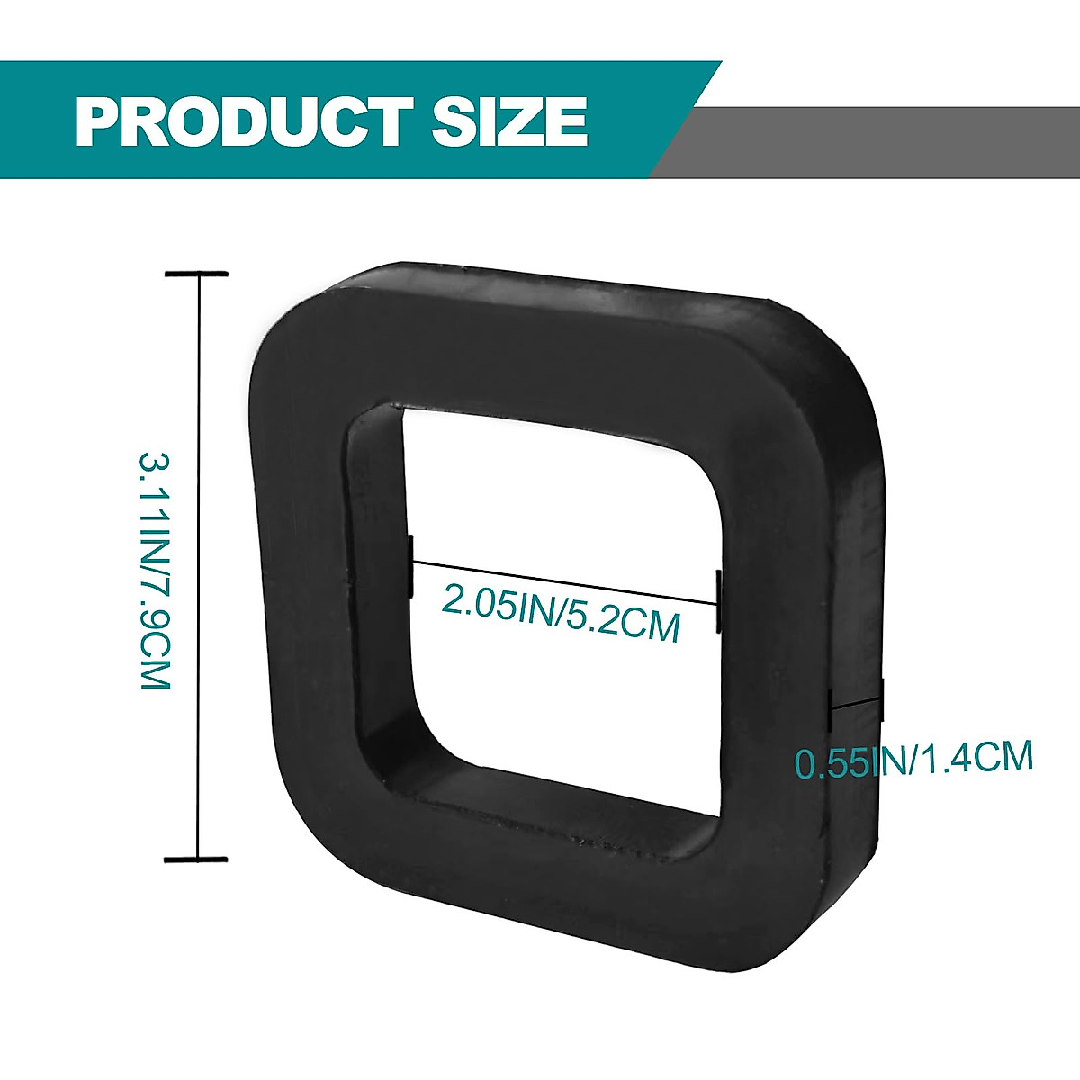 3 Pack 2-inch Hitch Receiver Silencer Pad for Adjustable Ball Mounts Reduces Rattle & Eliminate Noise, Provides Cushion Between Hitch Receiver and Tow Hitches, Black