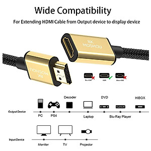 8K HDMI Extender 2.1 HDMI Extension Cable 8K@60Hz,4K@120Hz,Utra high Speed HDMI Male to Female Nylon Braided HDMI Extender Cable Compatible with Xbox PS5 PS4 Roku TV Stick Blu Ray Player(9 Feet)