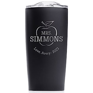Lifetime Creations Engraved Personalized Teacher Tumbler with Lid 20 oz (Black) - Custom Teacher Appreciation Coffee Travel Mug, Thank You, End of Year Christmas Holiday Gift from Student