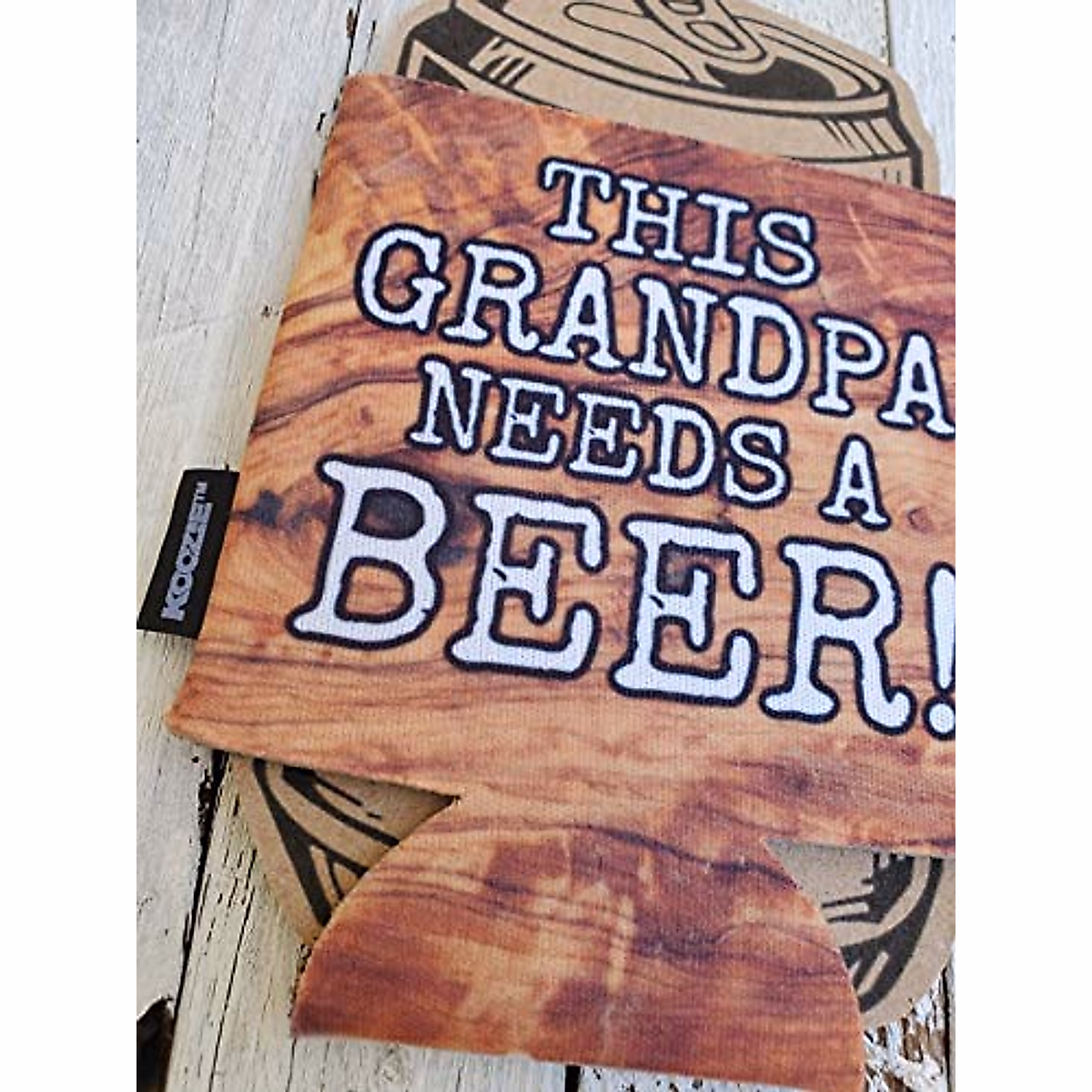 Grandpa Needs a Beer Funny Christmas Gift for Dad Husband Uncle Can Cooler Coozie Fathers Day Party Favor Game Night Beverage Insulator Cozy Papa Wood Grain