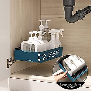 KES Under Sink Storage for Kitchen Bathroom, Pull Out Under Kitchen Sink Organizers and Storage, Space Saving Sliding Under Sink Organizer Matte Black, KPO502B-BK