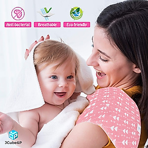 JCUBE&P Girl Burp Cloths - Organic Cotton & Fleece Burp Clothes - Soft & Absorbent Curvy Burp Rags - 5-Pack Contoured Set Burp Towels - Newborns & Infants Girl Burpy Cloths (Grace)