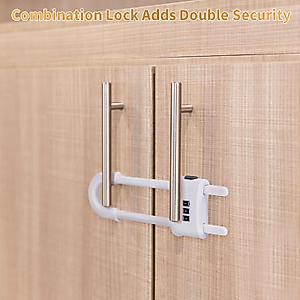 4 Pack U-Shaped Sliding Cabinet Locks Multifunctional Child Safety Lock Adjustable Baby Proof Clips for Home Cabinets Refrigerator Doors Cabinet Knobs and Window Handles