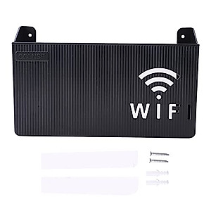 Meoliny WiFi Router Storage Box Wall Mount Cable Management Rack Wall Shelves Floating Shelves for Bedroom Living Room,Black