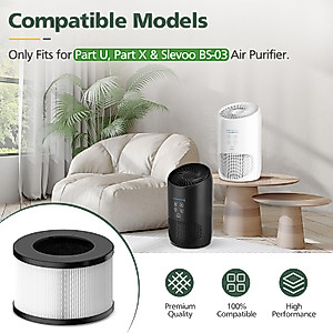 BS-03 True HEPA Replacement Filter Compatible for BS-03 PARTU and Slevoo HEPA Air Purifier with 3-in-1 Filtration System, 1 Pack