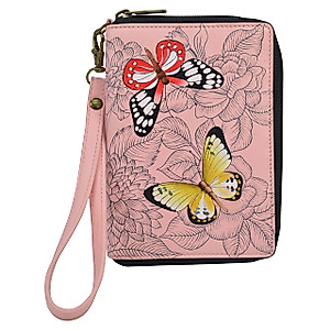 Anna by Anuschka Women's Hand-Painted Genuine Leather Passport Organizer Writslet - Butterfly Garden