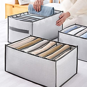 plplaaoo Clothes Drawer Organizer, Wardrobe Clothes Organizer, 7 Grids Large Capacity Stackable Odorless Fabrics Space Saving Clothes Storage Organizer for Bedroom Dorm Room(White)
