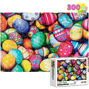 JOYIN 300 Large Piece Jigsaw Puzzle (21.25 x 15 inches) Eggcellent for Easter Party Favors Plush Easter Basket for Baby, Toddler & Kids of All Ages