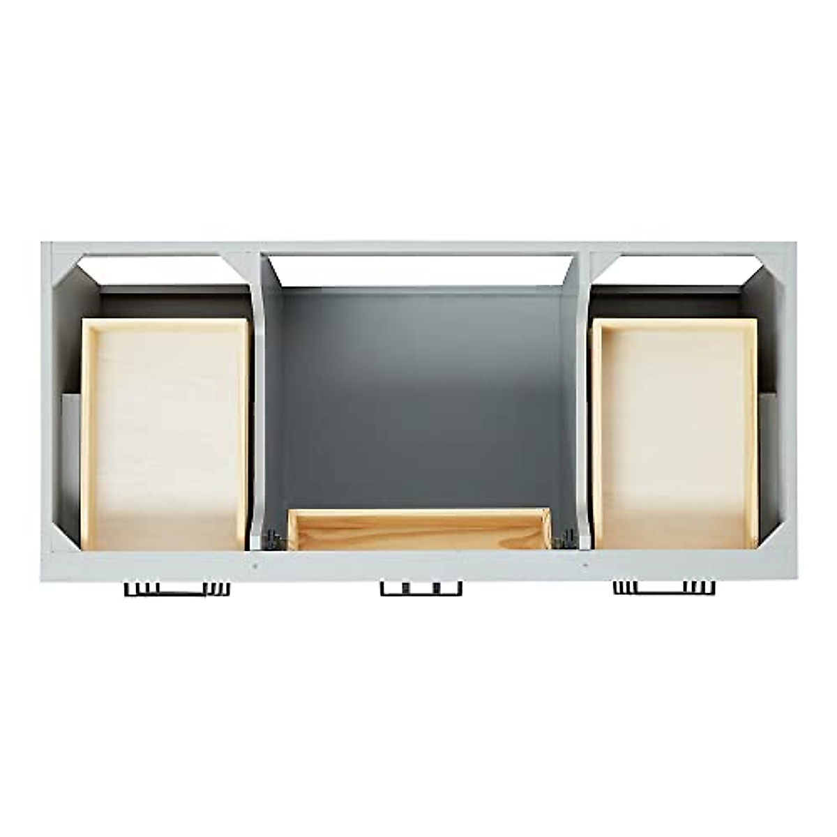 ARIEL Bathroom Vanity 49" Grey 1.5" Edge Italian Carrara Marble Countertop & Splash, Rectangular Sink, 2 Soft Closing Doors, 9 Full Extension Dovetail Drawers, Toe Kick, Matte Black