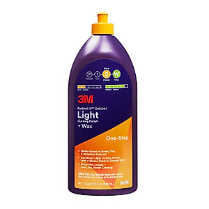 3M Perfect-It Gelcoat Light Cutting Polish + Wax, 36110, 1 Quart, One-Step Process, Removes Scratches and Swirls, Light Oxidation Remover for Boats and RVs
