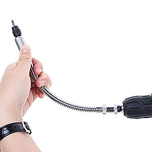 AUTOTOOLHOME Flexible Drill Bit Extension with Right angle Drill Adapter Flex Shaft for Electric Screwdriver Power Impact Drill Magnetic Hex Shank Quick Change 11.5" Long
