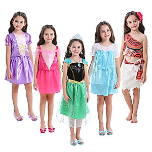 VGOFUN Princess Dresses for Girls - Dress up Clothes for Toddler Girl Pretend Play Gift for 3-6 Year Halloween Christmas Birthday