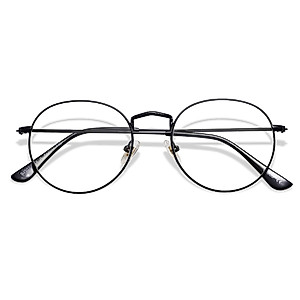 SOJOS Blue Light Blocking Computer Glasses Round Eyewear Anti Blue Light Lens Preppy Chic SJ5024 with Matte Black Frame/Anti-Blue Light Lens