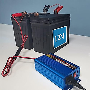 Unocho 24V Battery Charger Automatic Smart Battery Charger Maintainer 5A Trickle Charger with Alligator Clips for Charging AGM Gel Lead-Acid Batteries