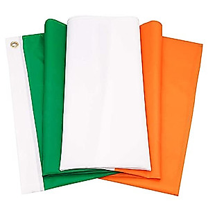 DANF Ireland Flag 3x5 Ft Thick Polyester, Fade Resistant, Brass Grommets, Canvas Header,Double Sided Irish National Flags 3 X 5 Feet