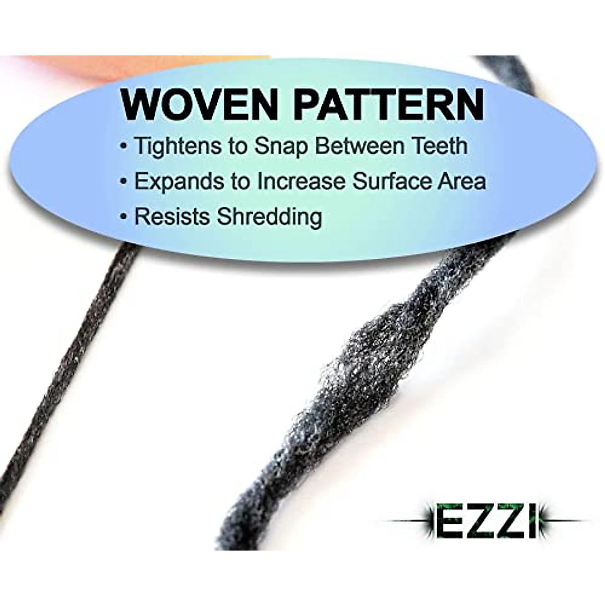 EZZI Woven Expanding Dental Floss | Naturally Waxed & Textured w/Charcoal & Xylitol to Optimally Clean Gums | Mint | Thick & 109 Yards