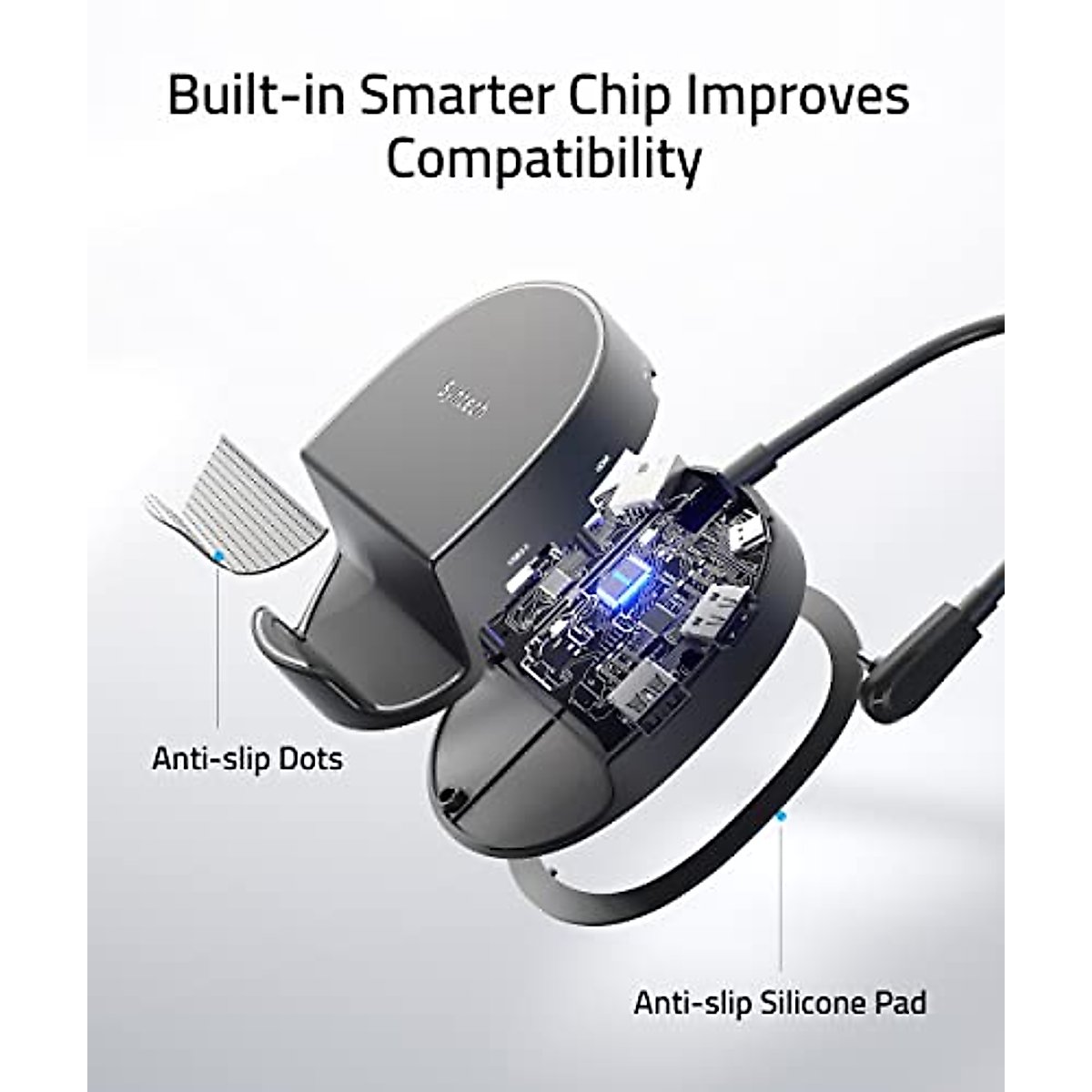 Syntech Mini Dock Perfect Compatibility with Steam Deck and ROG Ally, 6-in-1 Docking Station Featuring HDMI 2.0 4K@60Hz, Gigabit Ethernet, 3 x USB 3.0, PD Charging Doc, Enhanced Stability Round Stand