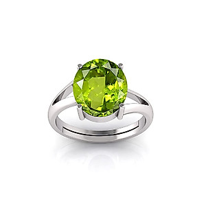 LMDPRAJAPATIS Natural Peridot Certified Jewelry Gifts Ring 5.25 Rati / 4.25 Carat Astrological Birthstone 925 Sterling Silver adjustable Ring For Men Or Women