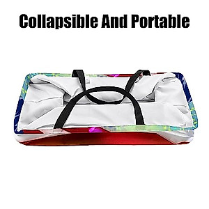 KQNZT Reusable Grocery Bags, Heavy Duty Reusable Shopping Bags, Large Tote Bags with Long Handles and Reinforced Bottom, American Flag and 4Th July Fireworks