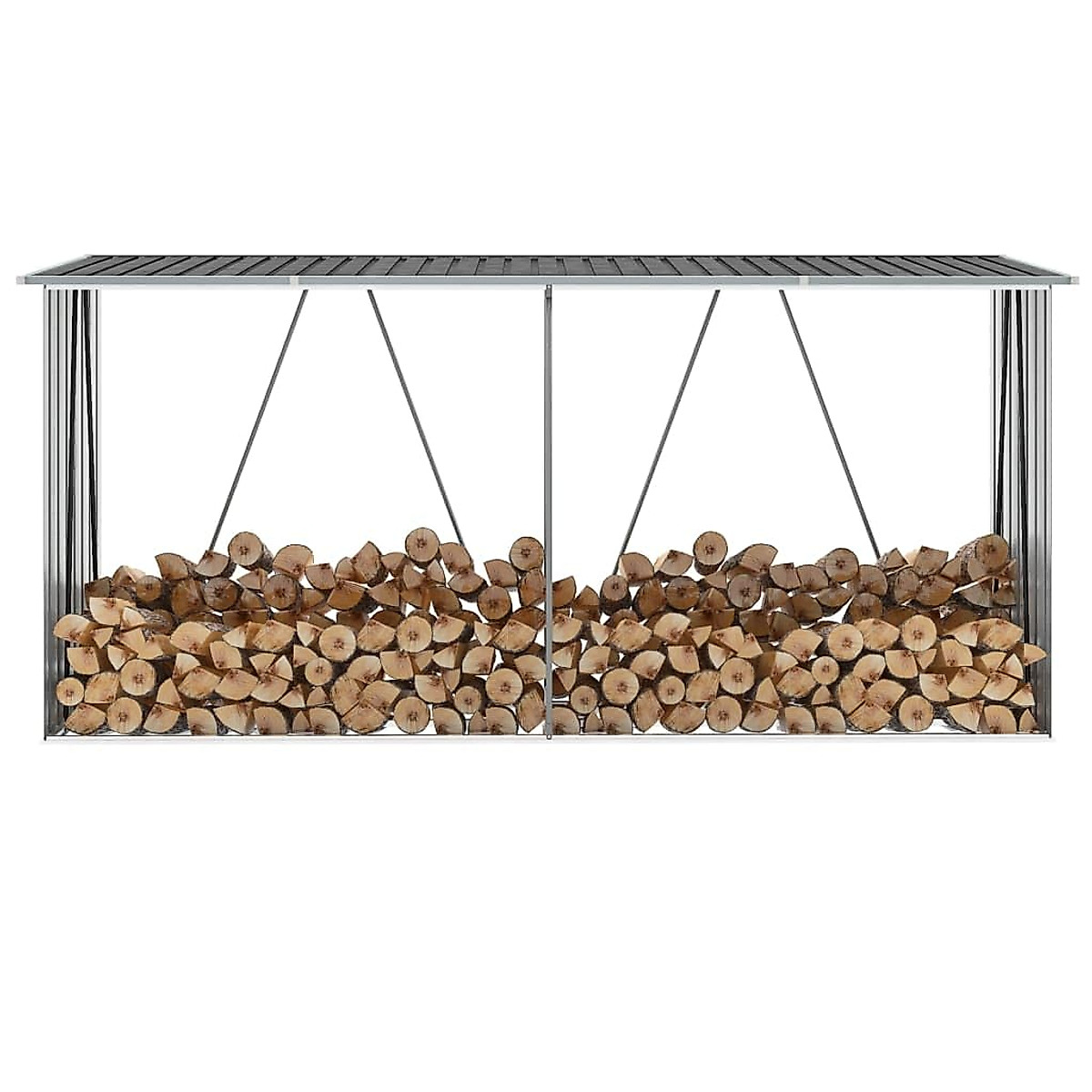 WIFESE Firewood Rack 129.9"x33.1"x59.8" Fire Wood Racks Outdoor Log Storage Shed Garden Storage Firewood Storage Racks Outside Wood Rack For Firewood Sloping Design Galvanized Steel Anthracite