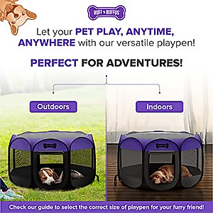 Ruff 'N Ruffus Portable Foldable Pet Playpen + Free Carrying Case + Free Travel Bowl | Available in 3 Sizes (Medium (29"x29"x17"))