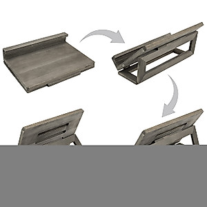 MyGift Vintage Gray Wood Folding Cookbook Stand - Reading Book Recipe Binder Tablet Laptop Holder