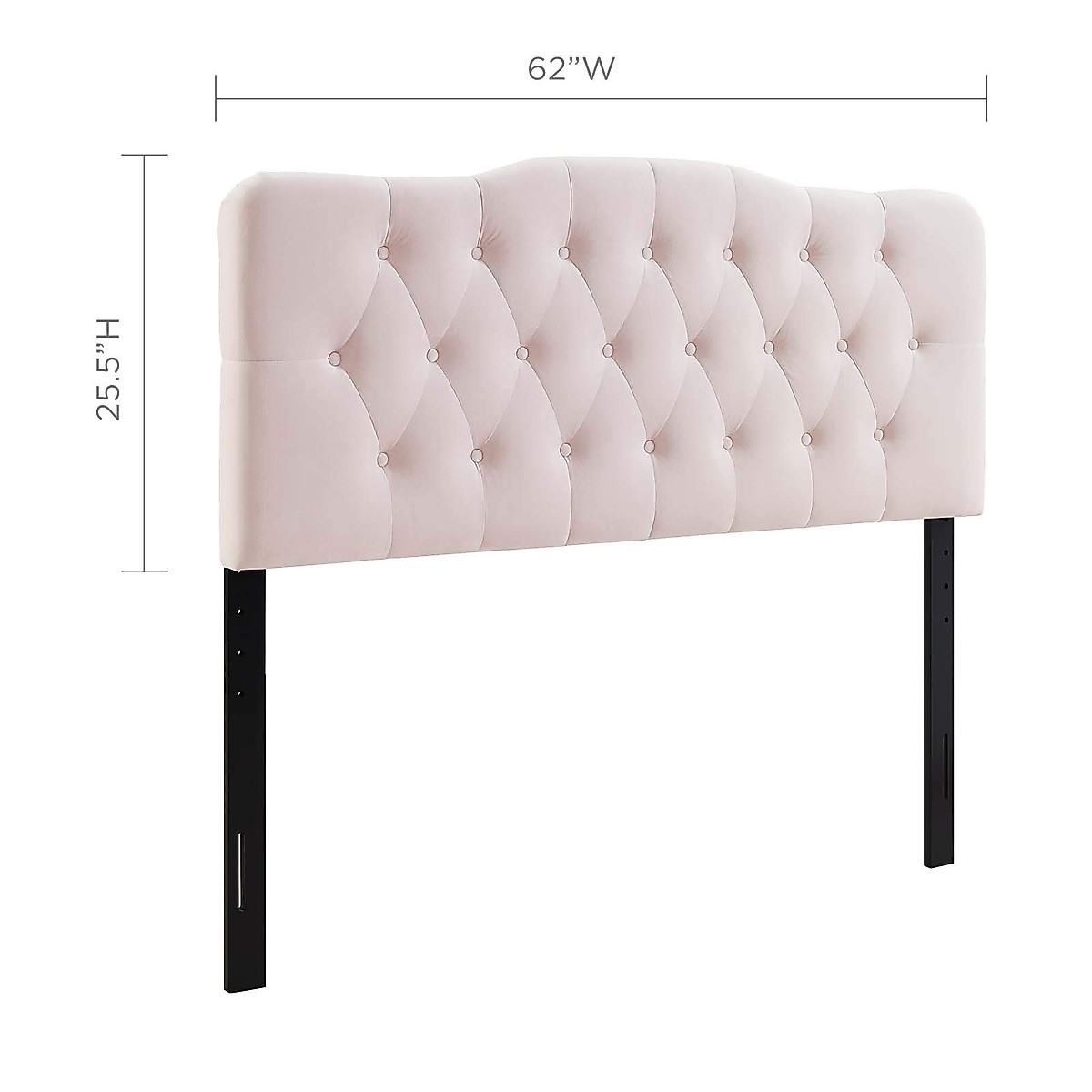 Modway Annabel Diamond Tufted Performance Velvet Queen Headboard in Pink