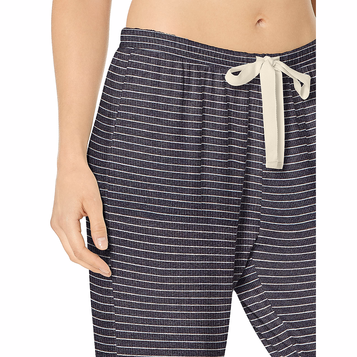 Amazon Essentials Women's Pajama Jogger - Lightweight Lounge Terry, Plus Size, Navy Stripe, Medium