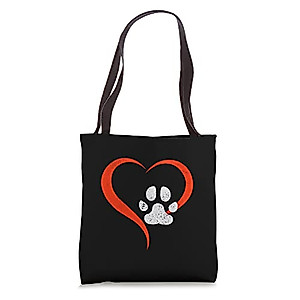 For The Love Of My Dog- Red Heart & White Dog Paw - Grunge Tote Bag