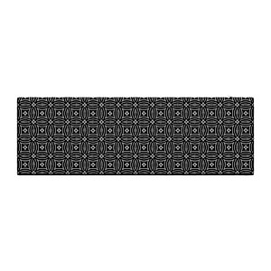 Lunarable Black and Grey Bench Pad, Antique Old Style Mosaic Tiles with Circles Little Flowers and Lines, Standard Size HR Foam Cushion with Decorative Fabric Cover, 45" x 15" x 2", Black Grey