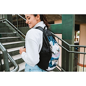 ChicoBag Travel Pack rePETe Recycled Backpack w/Built-In Pouch & Carabiner Clip | Perfect for Outdoor Activities | Eco-Conscious Packable Reusable Bookbag | Poseidon (Pack of 1)